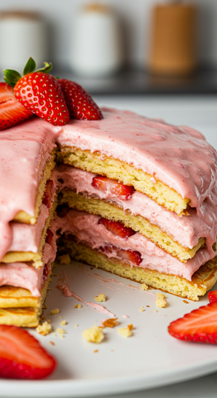 Strawberry Shortcake Pancake Stack