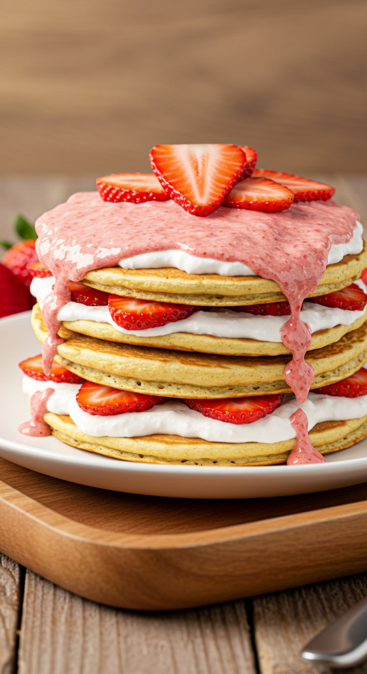 Strawberry Shortcake Pancake Stack