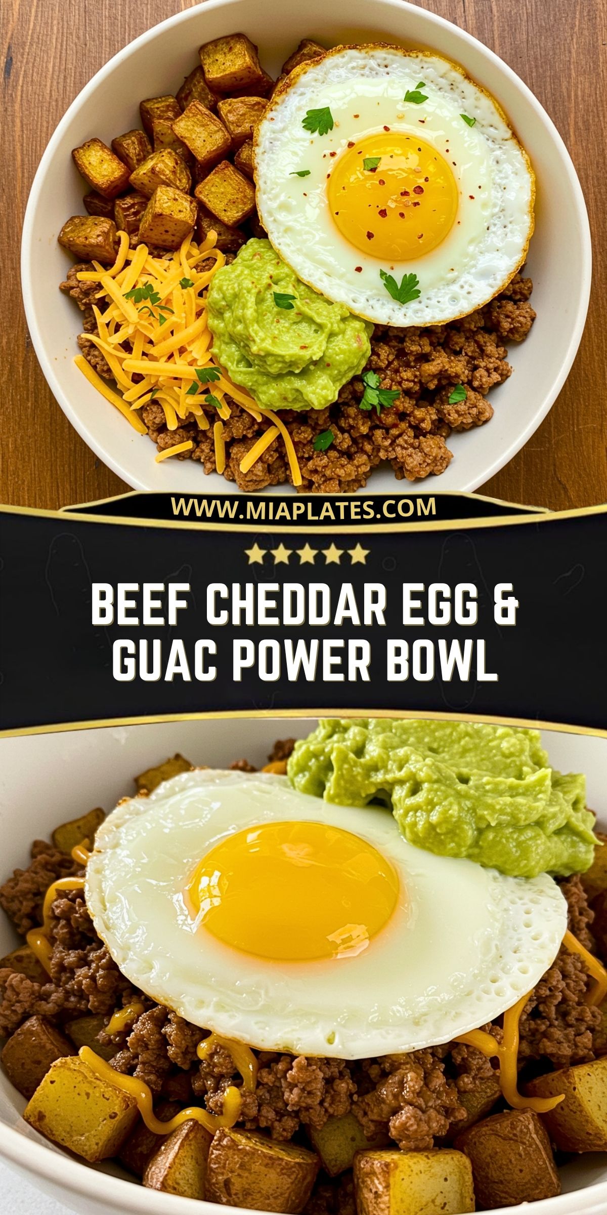 Beef Cheddar Egg & Guac Power Bowl