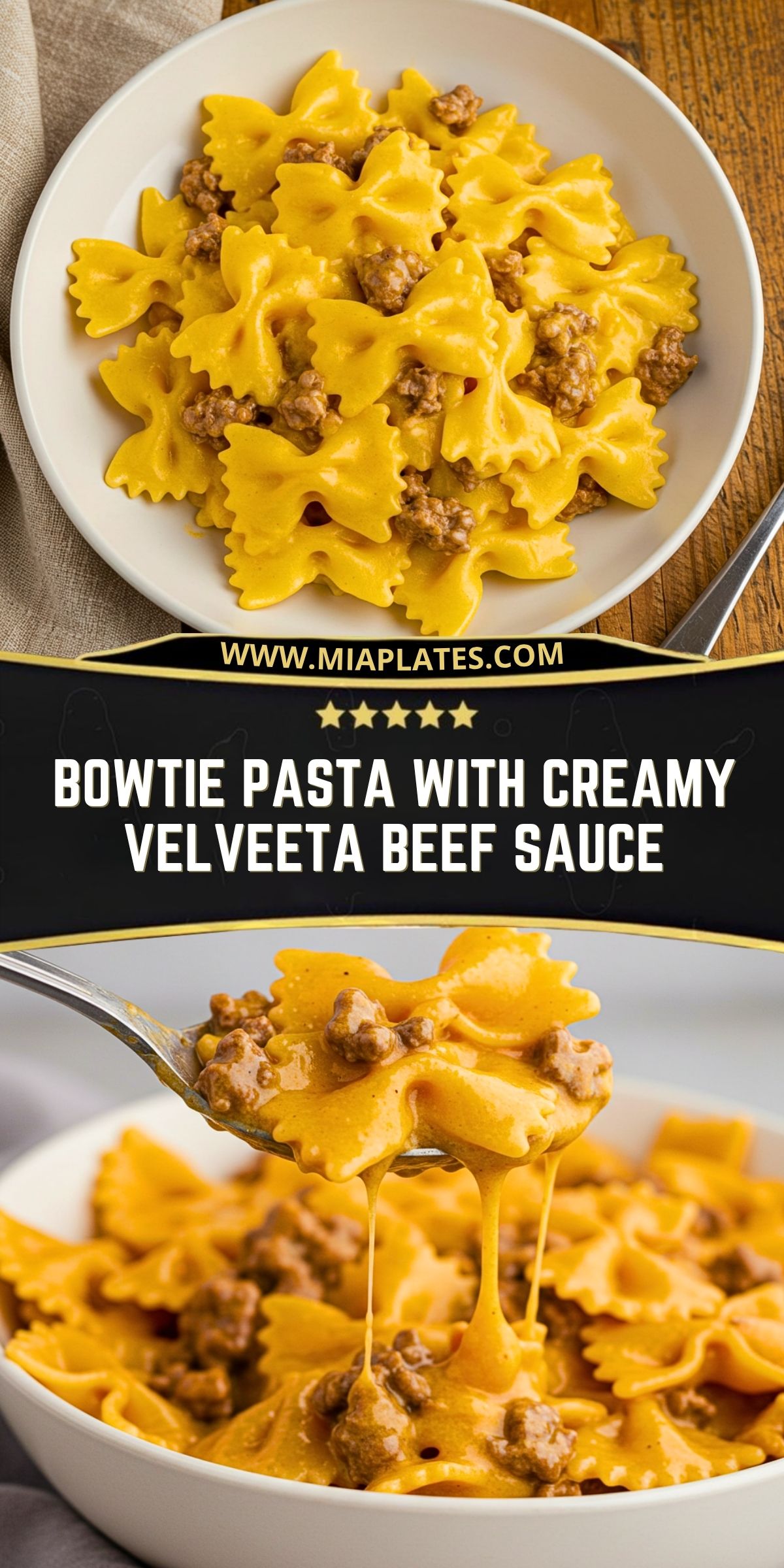 Bowtie Pasta with Creamy Velveeta Beef Sauce