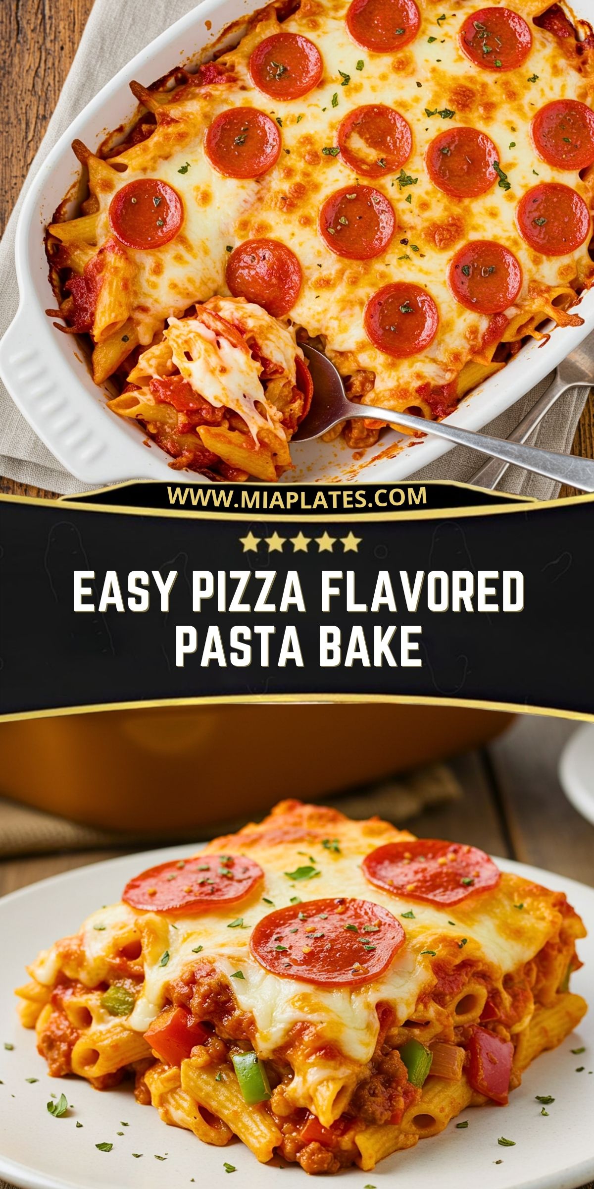 Easy Pizza Flavored Pasta Bake