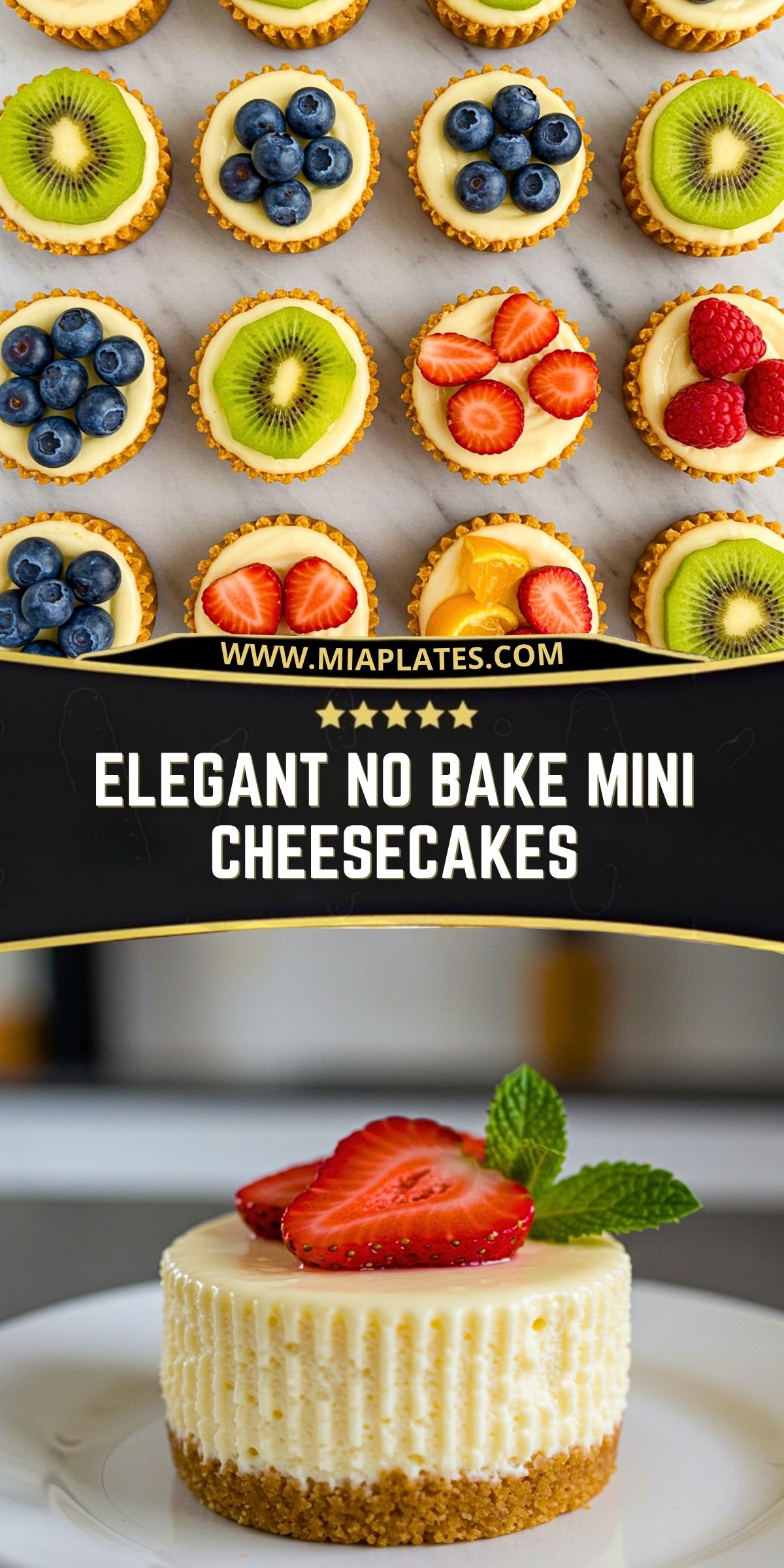 Elegant No Bake Mini Cheesecakes