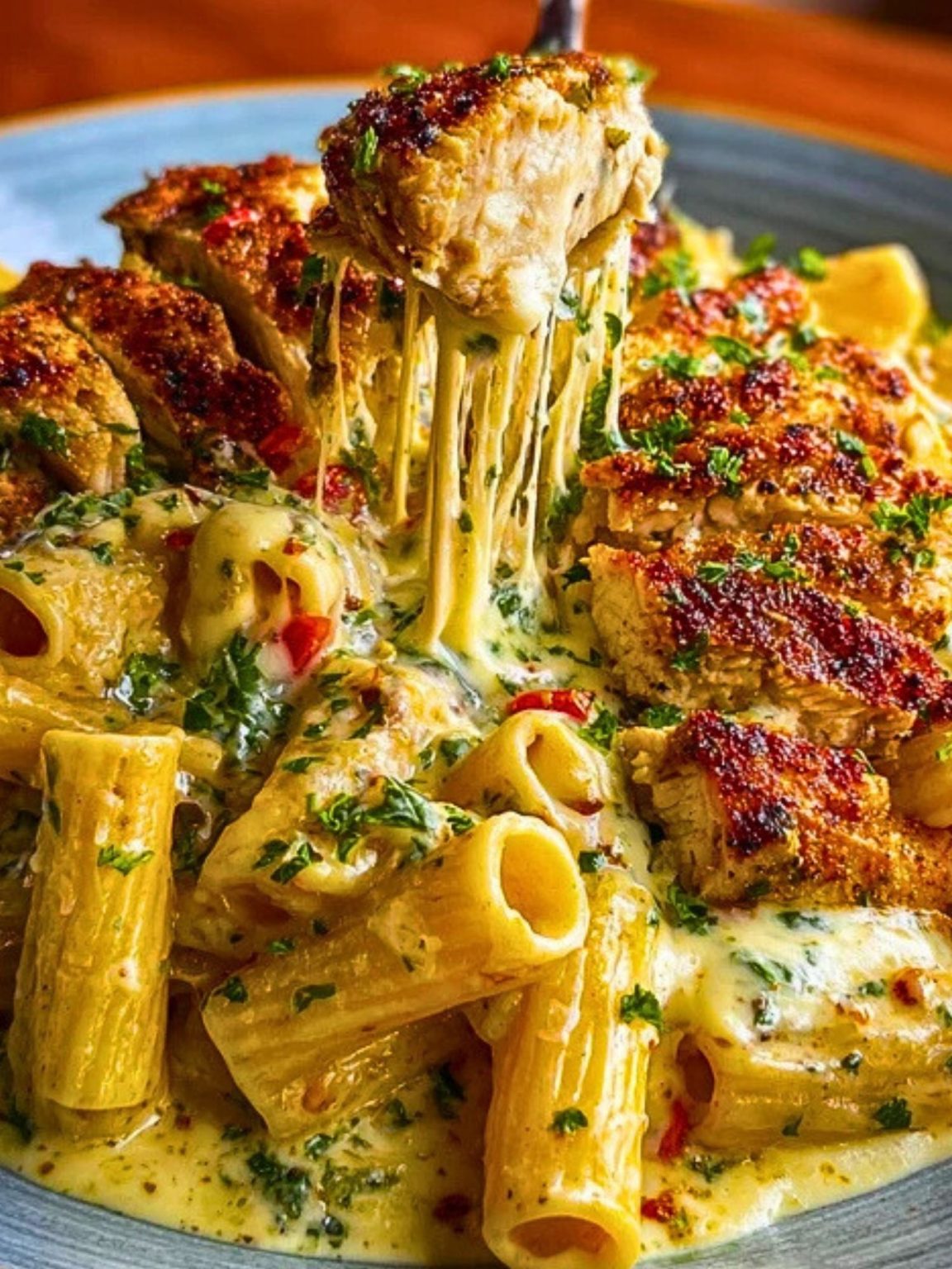Creamy Cajun Chicken Rigatoni with Garlic Mozzarella Sauce