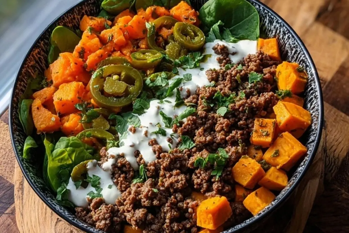 Ground Beef Sweet Potato Power Bowl