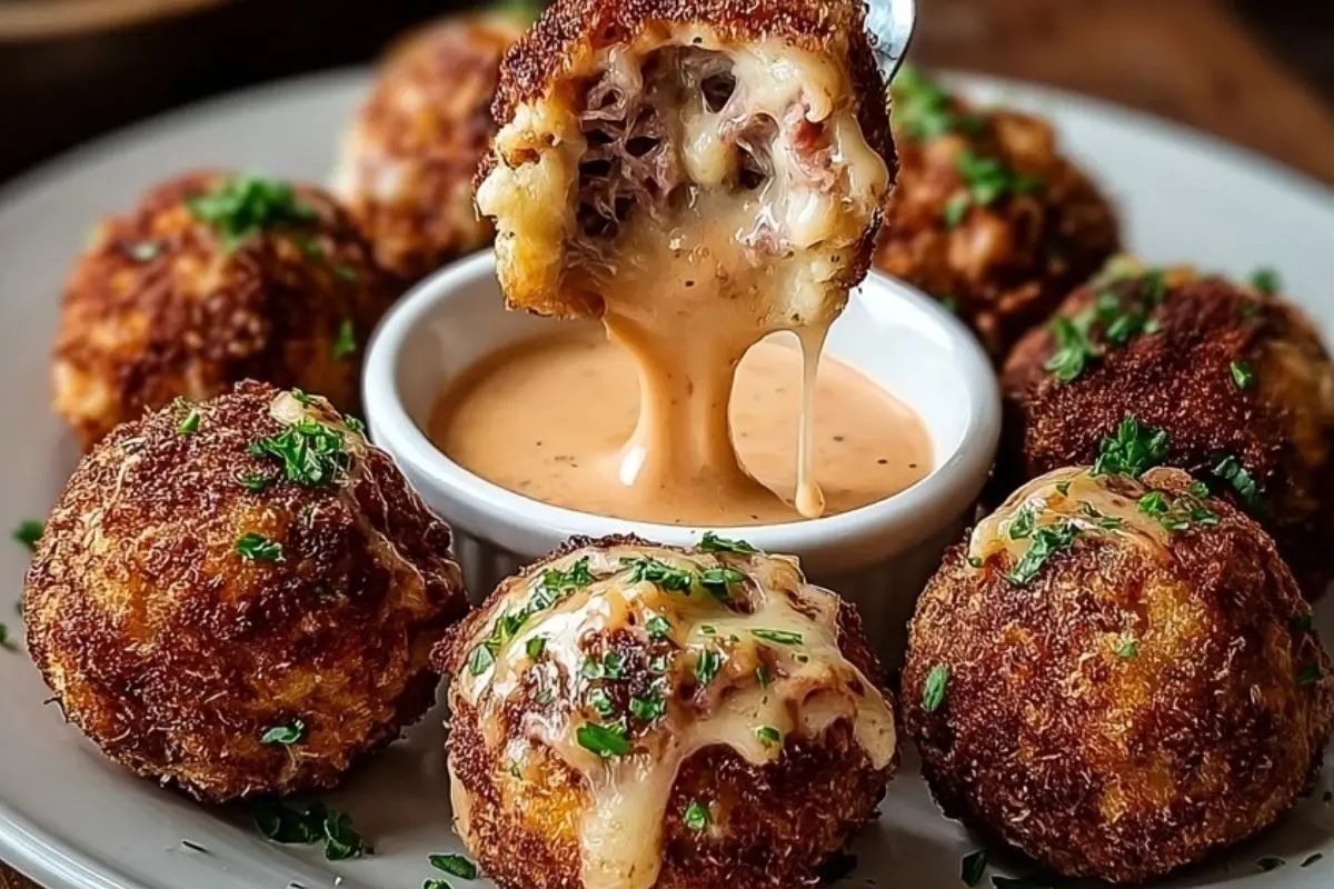 Reuben Balls with Spicy Thousand Island Dipping Sauce